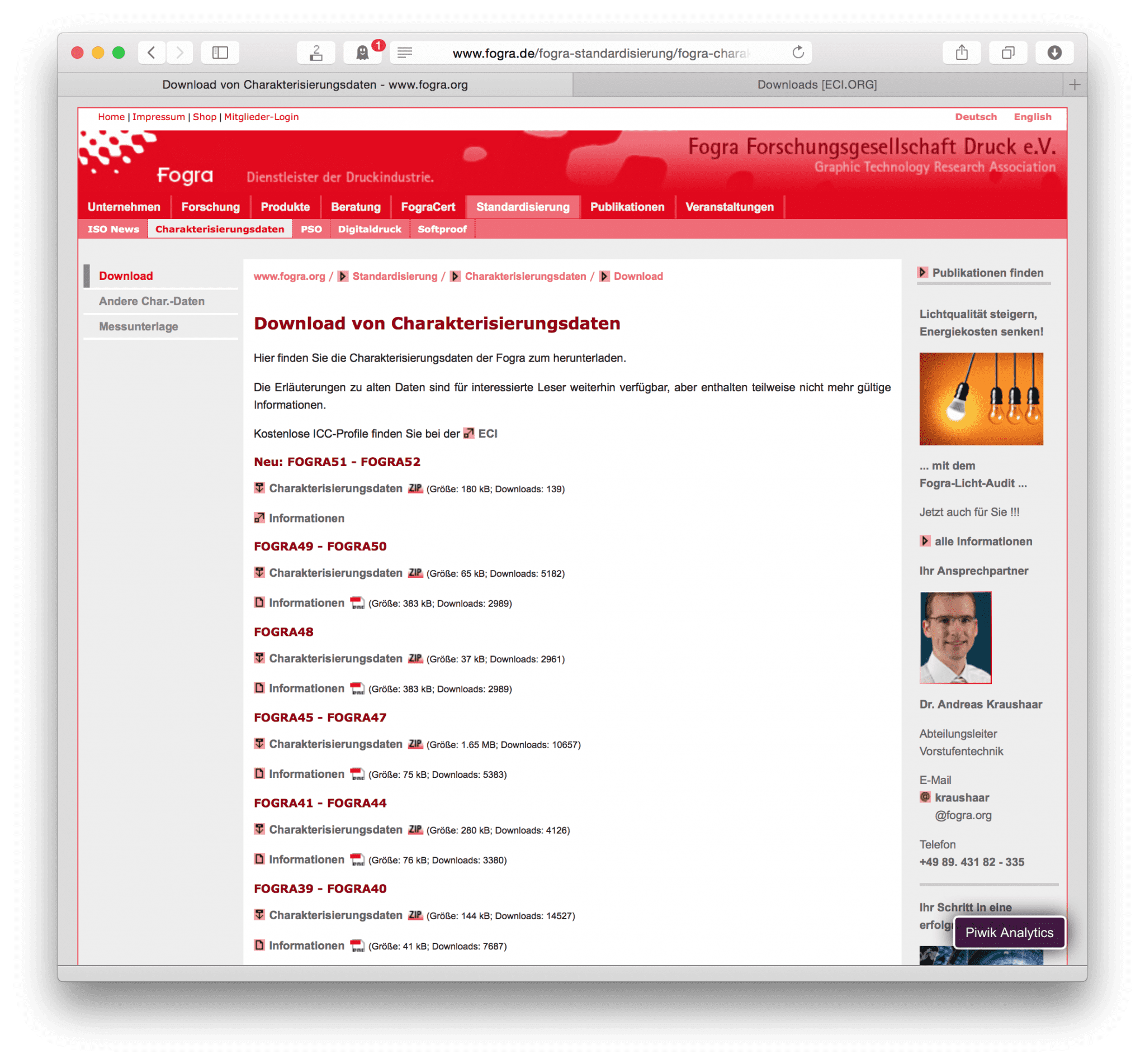 Fogra 51/52: Profiles and Characterisation Data Online at Fogra and ECI ...