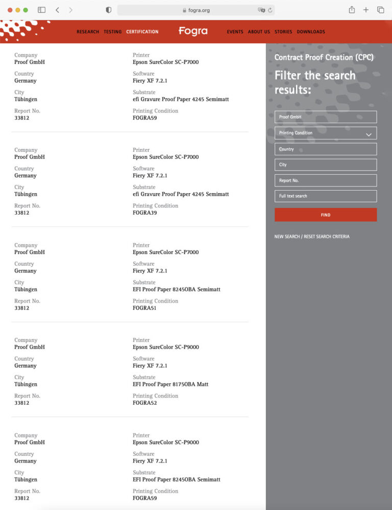 Proofing.de - Colour binding proofs for SWOP, GRACol, ISO